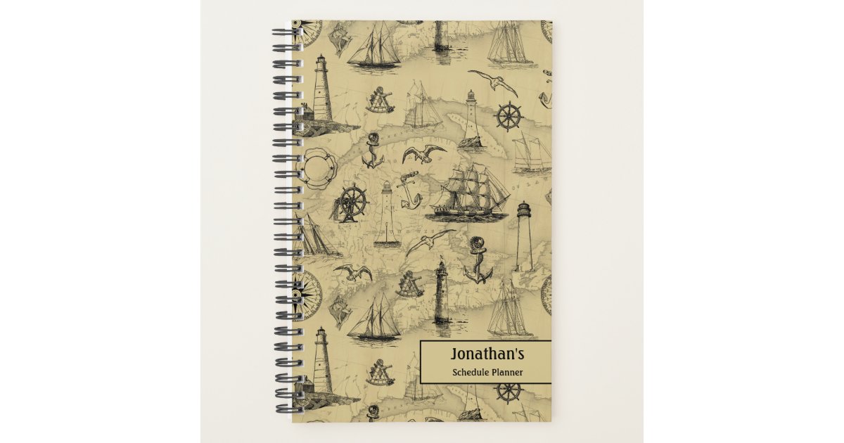 Nautical Vintage Personalized Weekly Schedule Planner | Zazzle