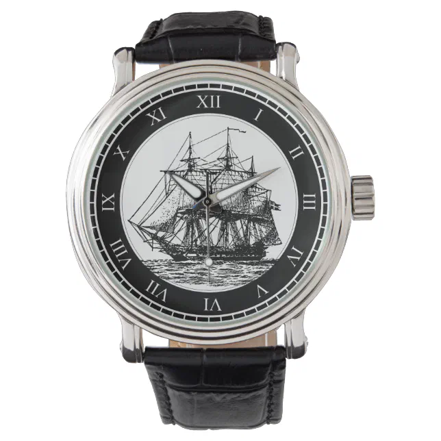 Nautical Vintage Sailing Ship Watch | Zazzle