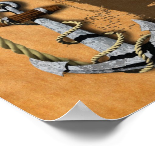 Nautical Vintage Ship And Map Poster | Zazzle