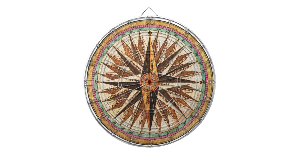 Nautical Vintage Ship’s Compass Navigator Sailing Dart Board | Zazzle