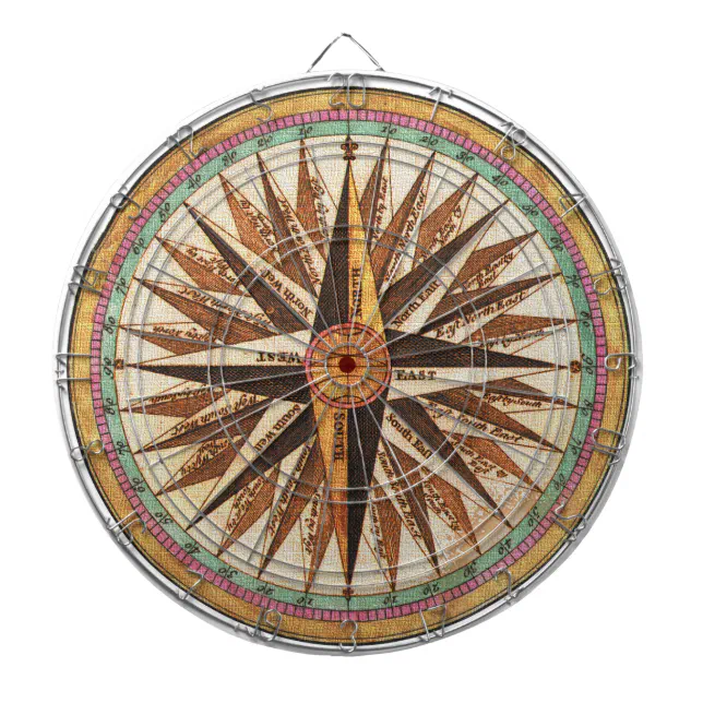 Nautical Vintage Ship’s Compass Navigator Sailing Dart Board | Zazzle