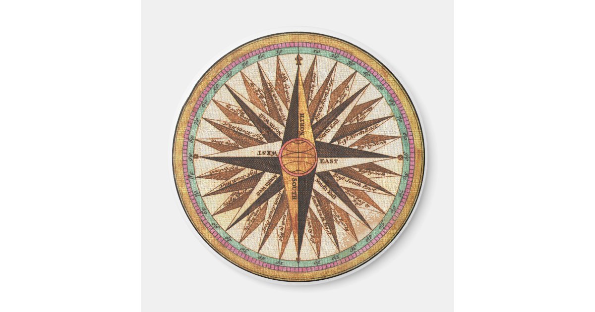 Nautical Vintage Ship’s Compass Navigator Sailing Magnet | Zazzle