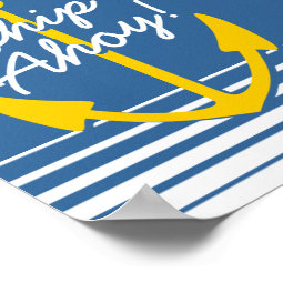 Nautical wall poster decor | Yellow boat anchor | Zazzle