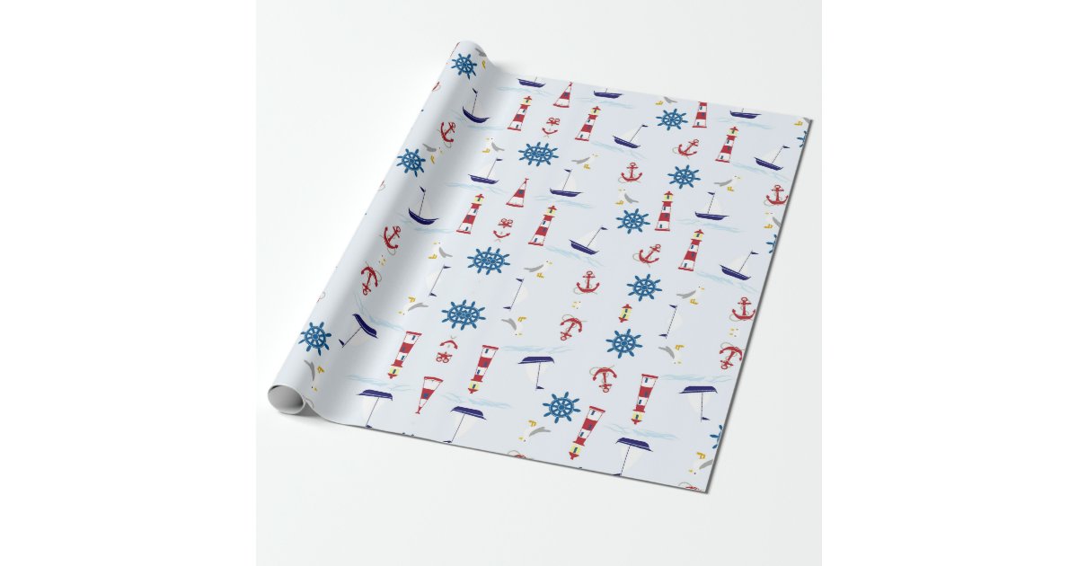 nautical-wallpaper-background-paper wrapping paper | Zazzle