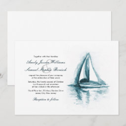 Nautical Watercolor Boat Wedding Invitation | Zazzle