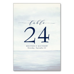 Nautical Watercolor Ocean Navy Blue Table Number | Zazzle