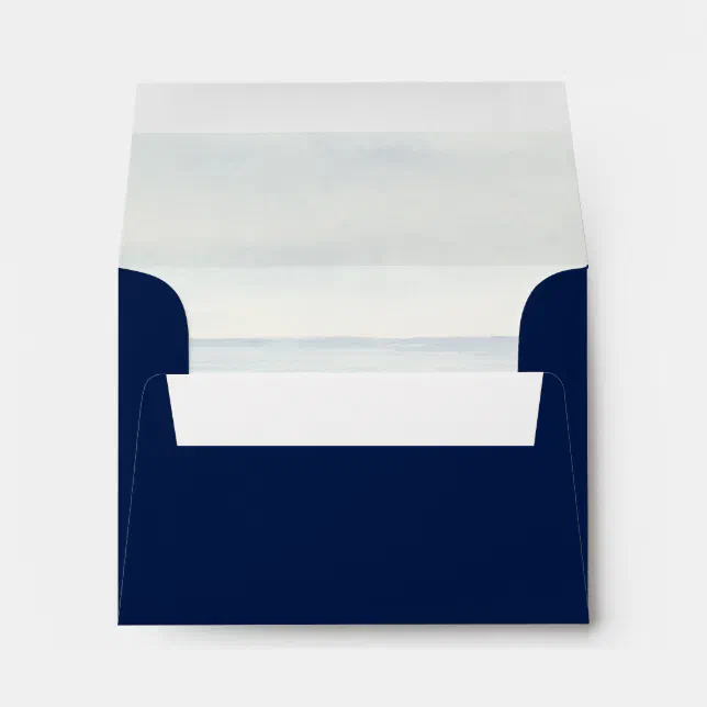 Nautical Watercolor Ocean RSVP Navy Envelope | Zazzle