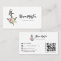 Nautical Watercolor QR Code Modern Business Card | Zazzle