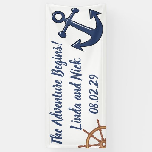 Nautical Wedding Banner The Adventure Begins | Zazzle