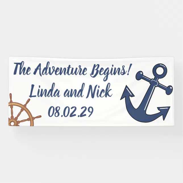 Nautical Wedding Banner The Adventure Begins | Zazzle