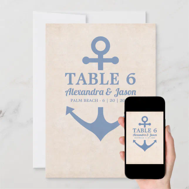 Nautical Wedding by the Sea Table Numbers | Zazzle
