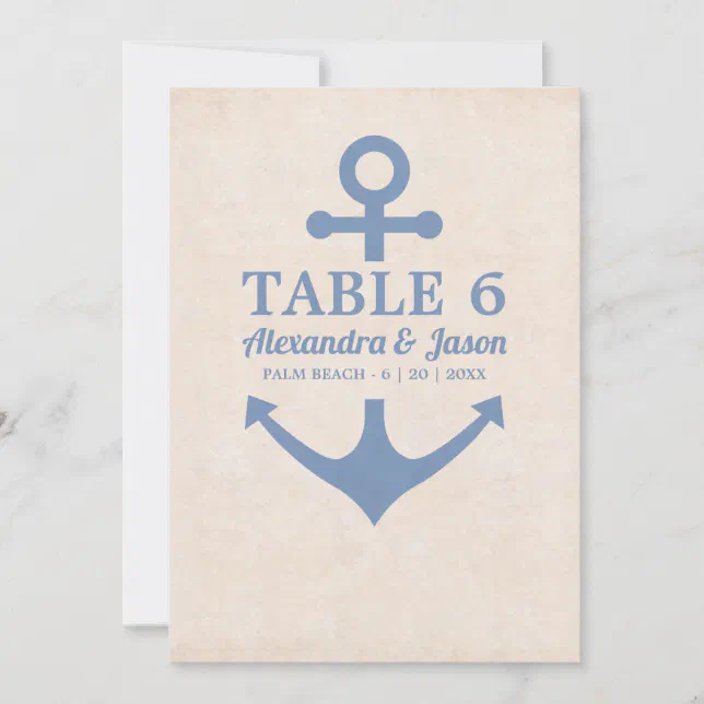 Nautical Wedding by the Sea Table Numbers | Zazzle
