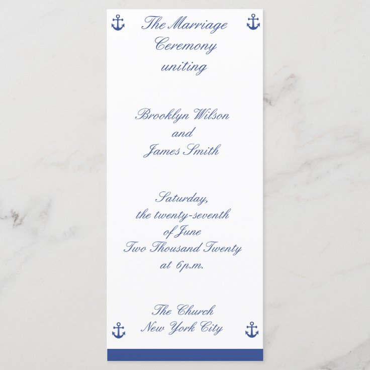 Nautical Wedding Ceremony Programs Rack Card | Zazzle