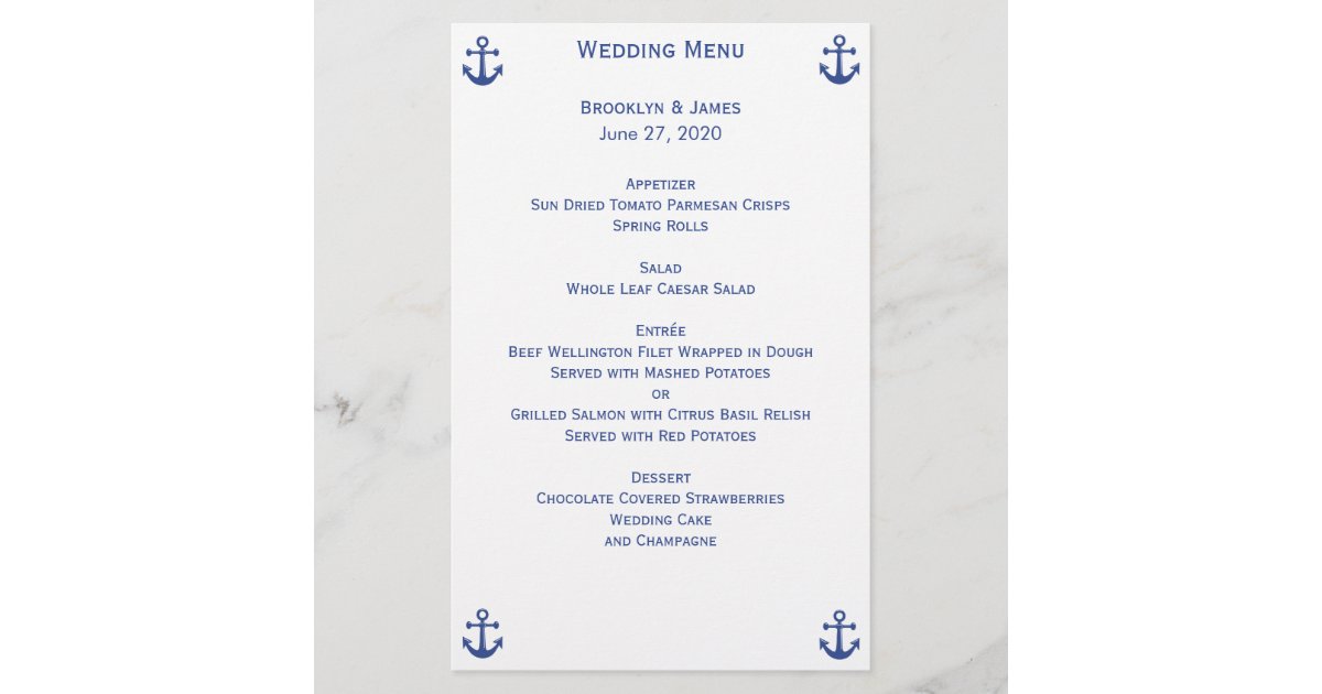 Nautical Wedding Menu Custom Flyer | Zazzle