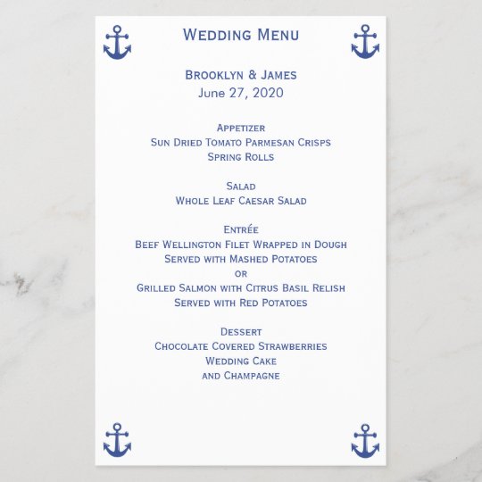 Nautical Wedding Menu Custom Flyer | Zazzle.com