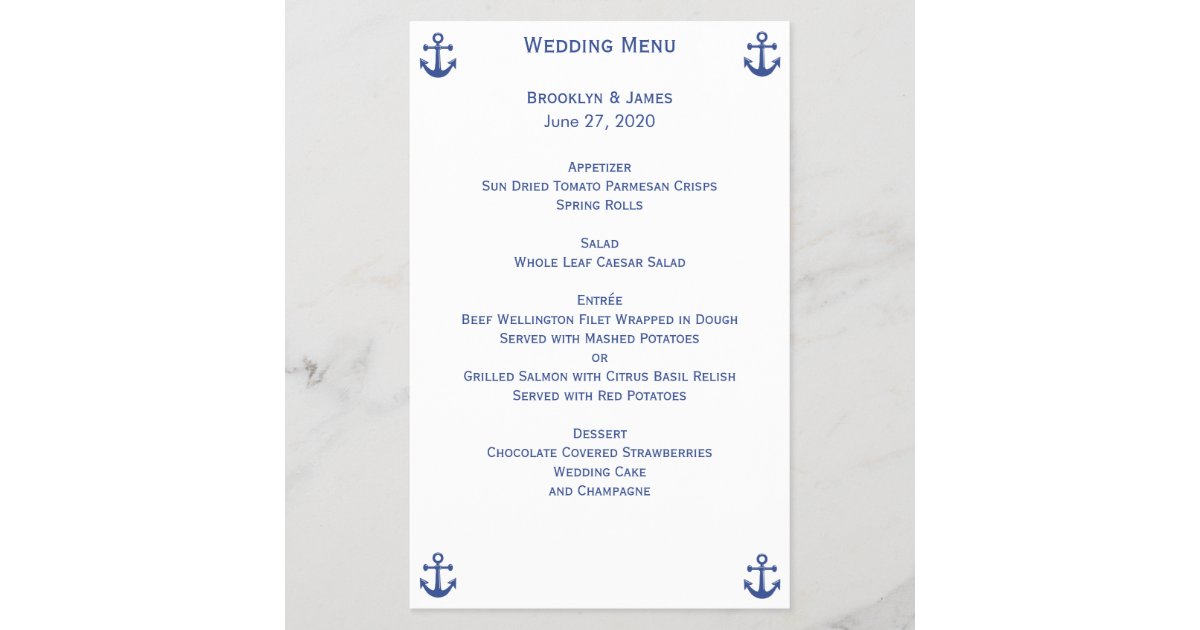 Nautical Wedding Menu Custom Flyer | Zazzle