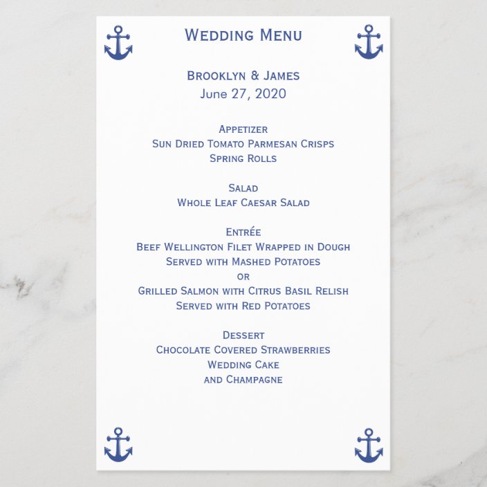 Nautical Wedding Menu Custom Flyer | Zazzle.com