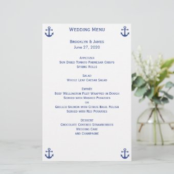 Nautical Wedding Menu Custom Flyer | Zazzle