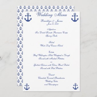 Nautical Wedding Menu Custom Invitations | Zazzle