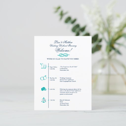 Nautical Wedding Reception Itinerary Timeline Invitation | Zazzle