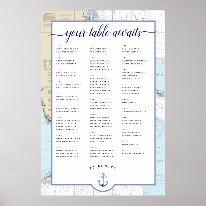 #Nautical #Wedding Seating Chart | South #Florida | Zazzle.com
