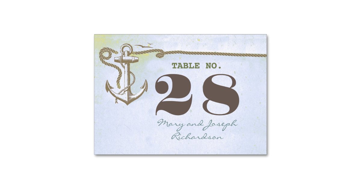 Nautical Wedding Table Number Card | Zazzle