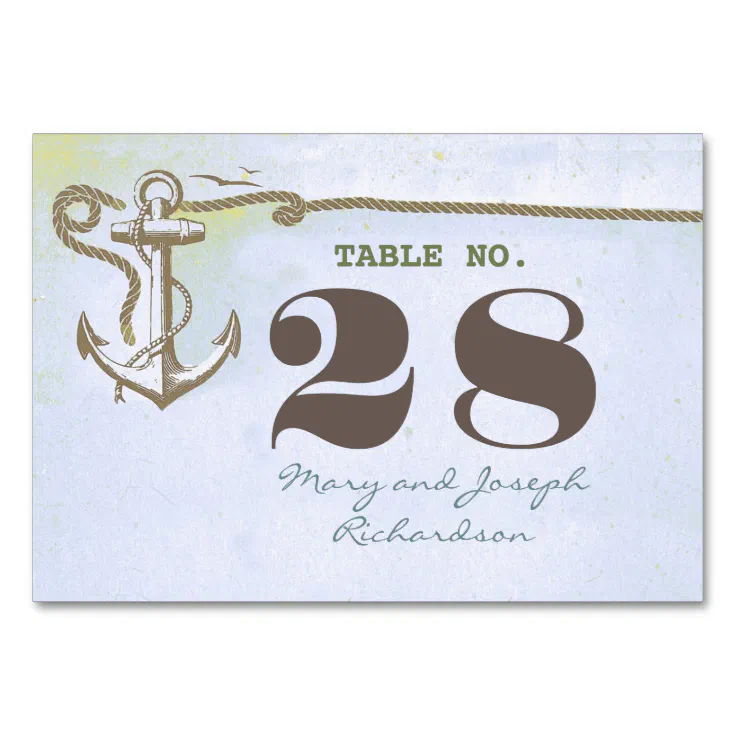 Nautical Wedding Table Number Card | Zazzle