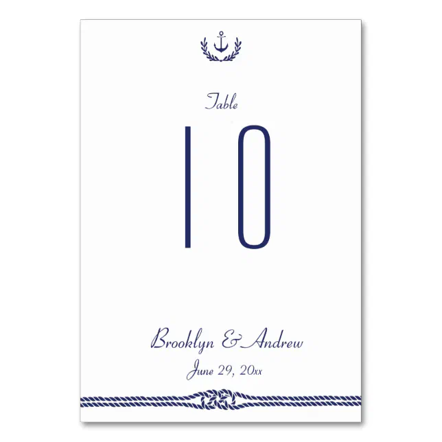 Nautical Wedding Table Numbers With Anchors | Zazzle