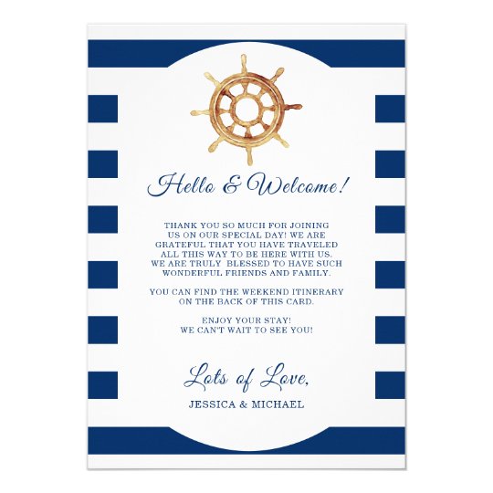Nautical Wedding Welcome Letter Itinerary Card | Zazzle.com