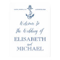 Nautical Wedding Welcome sign, navy blue and white Poster | Zazzle