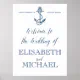 Nautical Wedding Welcome sign, navy blue and white Poster | Zazzle