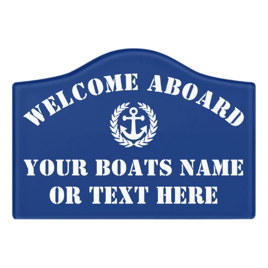 Nautical welcome aboard boat anchor motif door sign | Zazzle.com