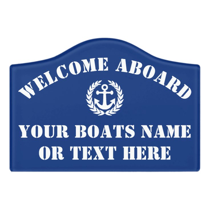 Nautical welcome aboard boat anchor motif door sign | Zazzle
