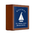 Nautical Welcome Aboard Navy Blue Sailing Name Desk Organizer | Zazzle