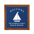 Nautical Welcome Aboard Navy Blue Sailing Name Desk Organizer | Zazzle