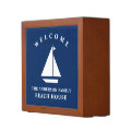 Nautical Welcome Aboard Navy Blue Sailing Name Desk Organizer | Zazzle