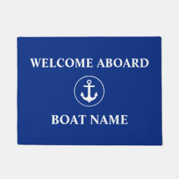 Nautical Welcome Boat Name Door Mat BW | Zazzle