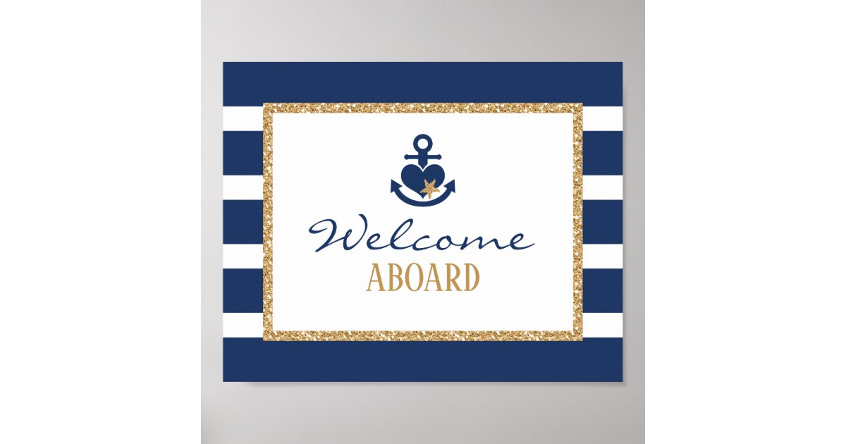 Nautical Welcome Sign Navy & Gold | Zazzle