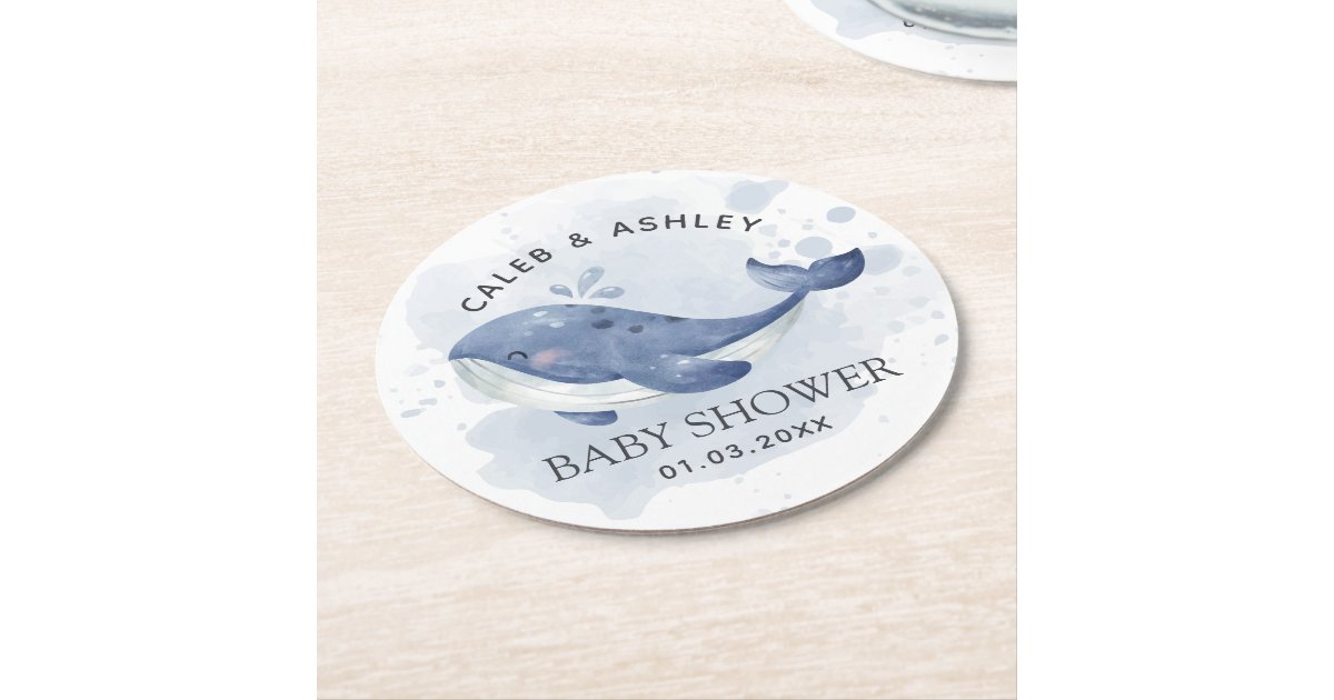 Nautical Whale Baby Shower Coaster | Zazzle