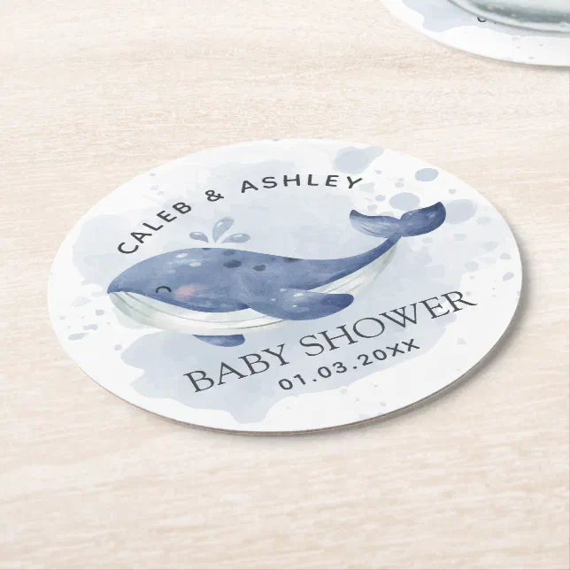 Nautical Whale Baby Shower Coaster | Zazzle