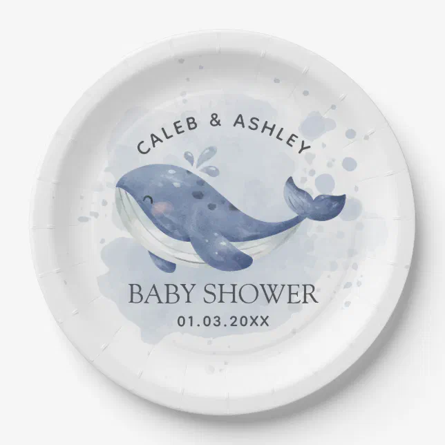 Nautical Whale Baby Shower Paper Plate | Zazzle