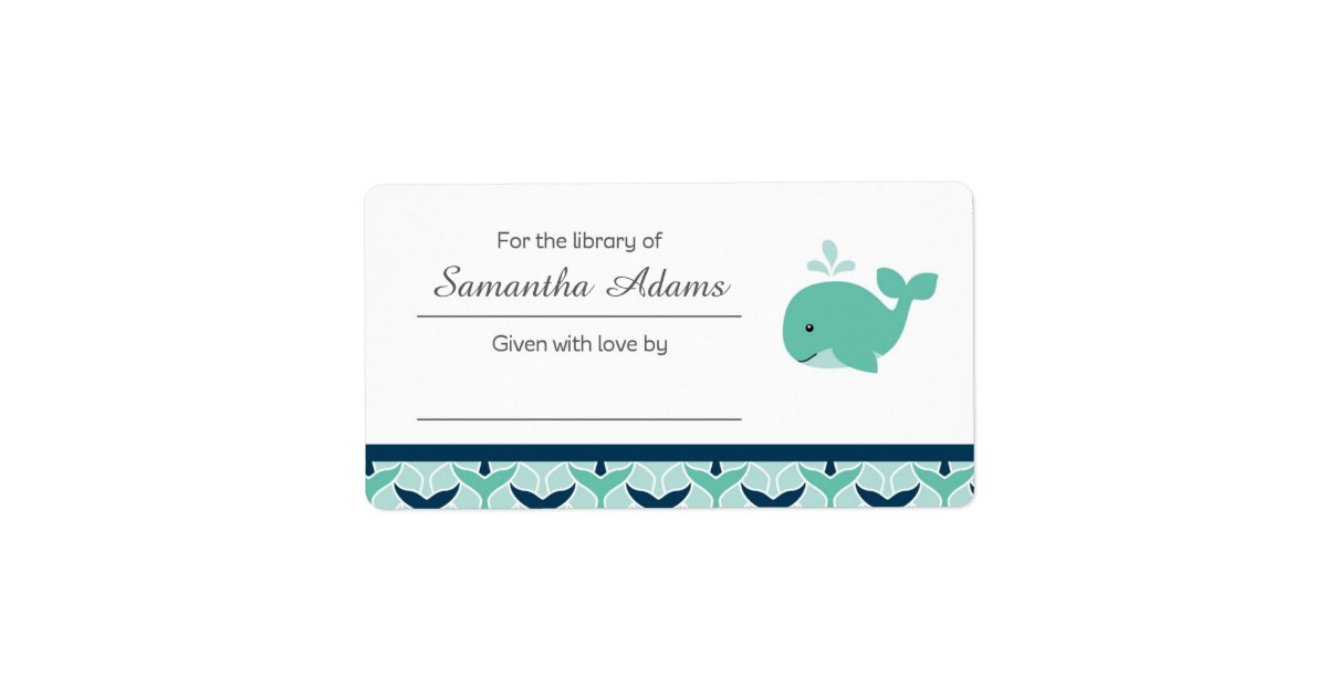 Nautical Whale Bookplate Label Sticker | Zazzle