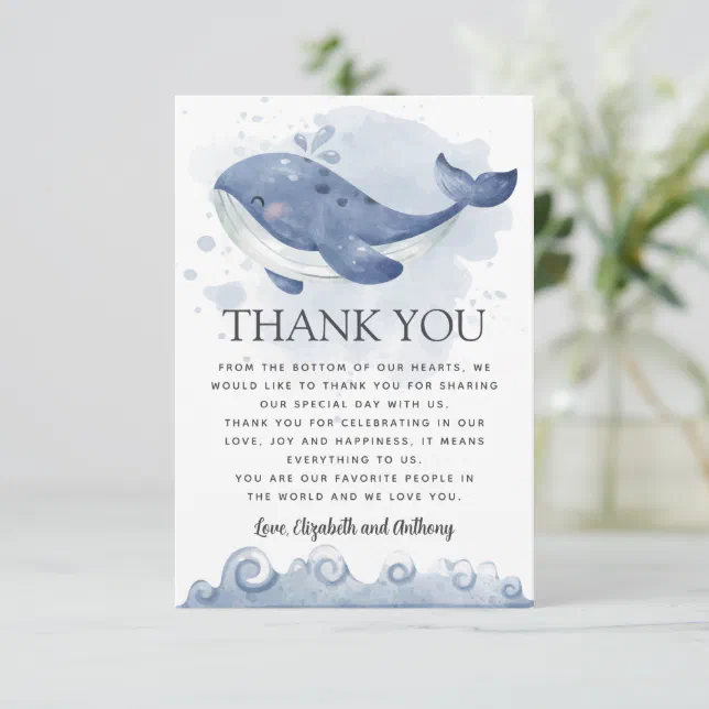 Nautical Whale Thank You Card | Zazzle