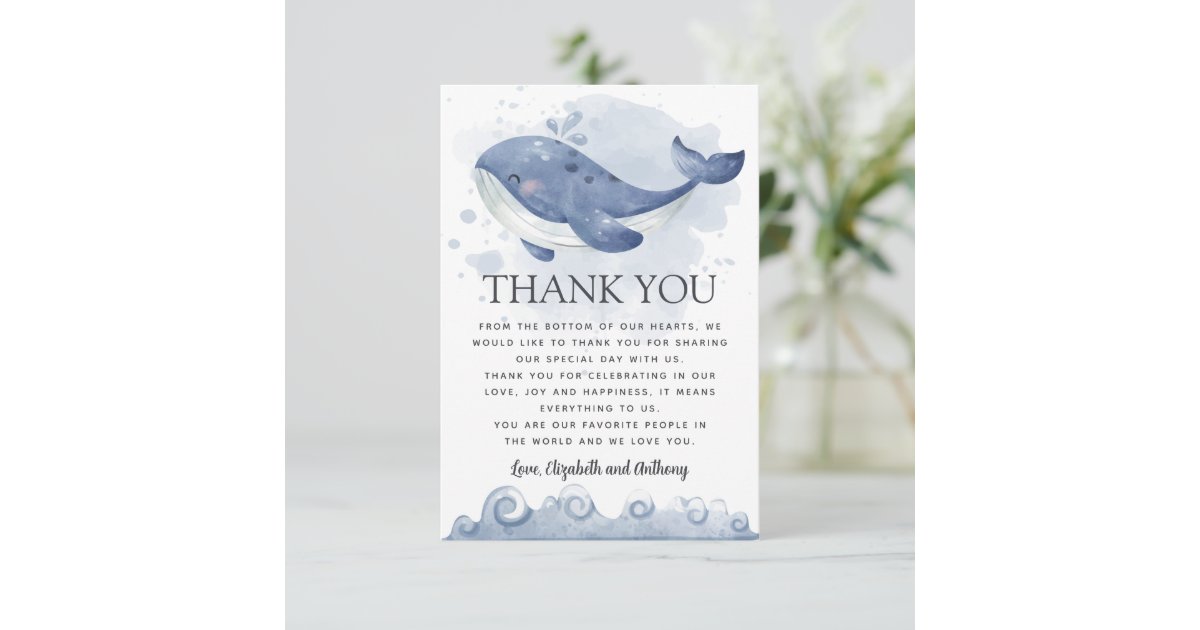 Nautical Whale Thank You Card | Zazzle