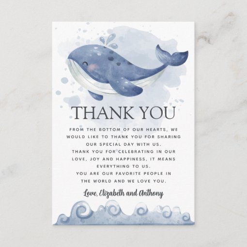 Nautical Whale Thank You Card | Zazzle
