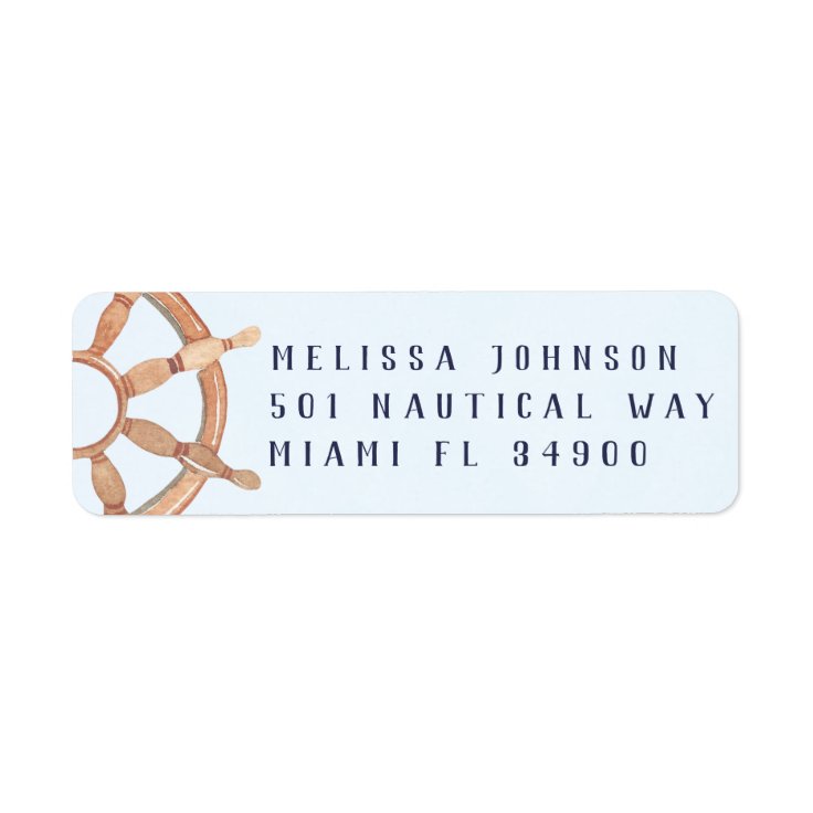 Nautical Wheel Personalized Teal Return Address Label | Zazzle