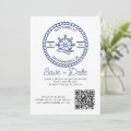 Nautical Wheel QR Code Wedding Save The Date Card | Zazzle