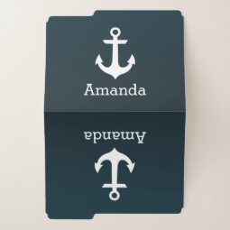 Nautical White Anchor Blue Ombre Personalized Name File Folder | Zazzle