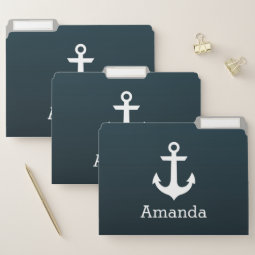Nautical White Anchor Blue Ombre Personalized Name File Folder | Zazzle