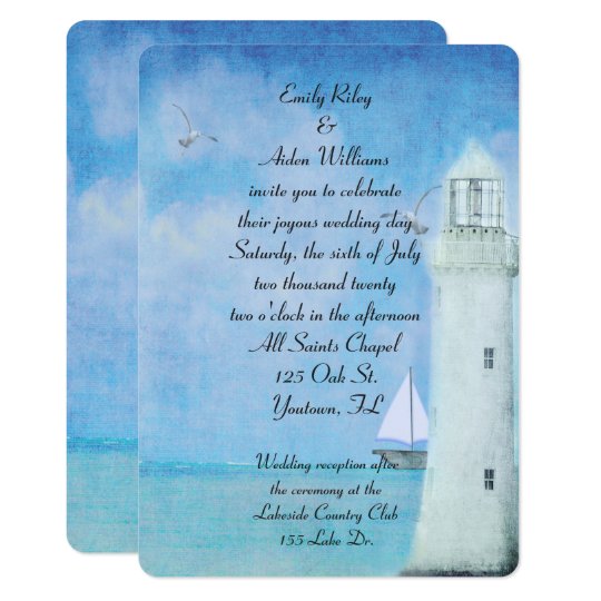 Nautical White Lighthouse wedding Invitation | Zazzle.com